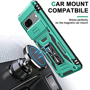 AUPAI Designed for Google Pixel 7 with Camera Cover,Military Grade Shockproof Heavy Duty Pixel 7 Cover Pass 16ft Drop Test Protective Phone Case with Magnetic Kickstand for Google Pixel 7 Turquoise
