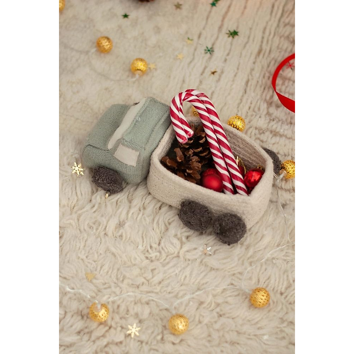 Lorena Canals | Children's Truck Basket Set, blue and yellow, 5" x 9"