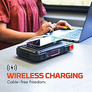 NEBO RAMBLER Portable Power Station, Powerful, Handheld, Versatile, Multi-Device Charging, Solar Ready with Integrated AC Inverter for Power to Work Remotely On or Off the Grid, Rambler 100