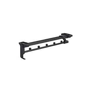 Heavy Duty Extendable Pull Out Closet Rod Sliding Wardrobe Closet Rod Hanging Rod for Closet Storage Wardrobe Clothes Hanger Rail Towel Ideal for Closet(Black) (30 cm/11.8 inch)