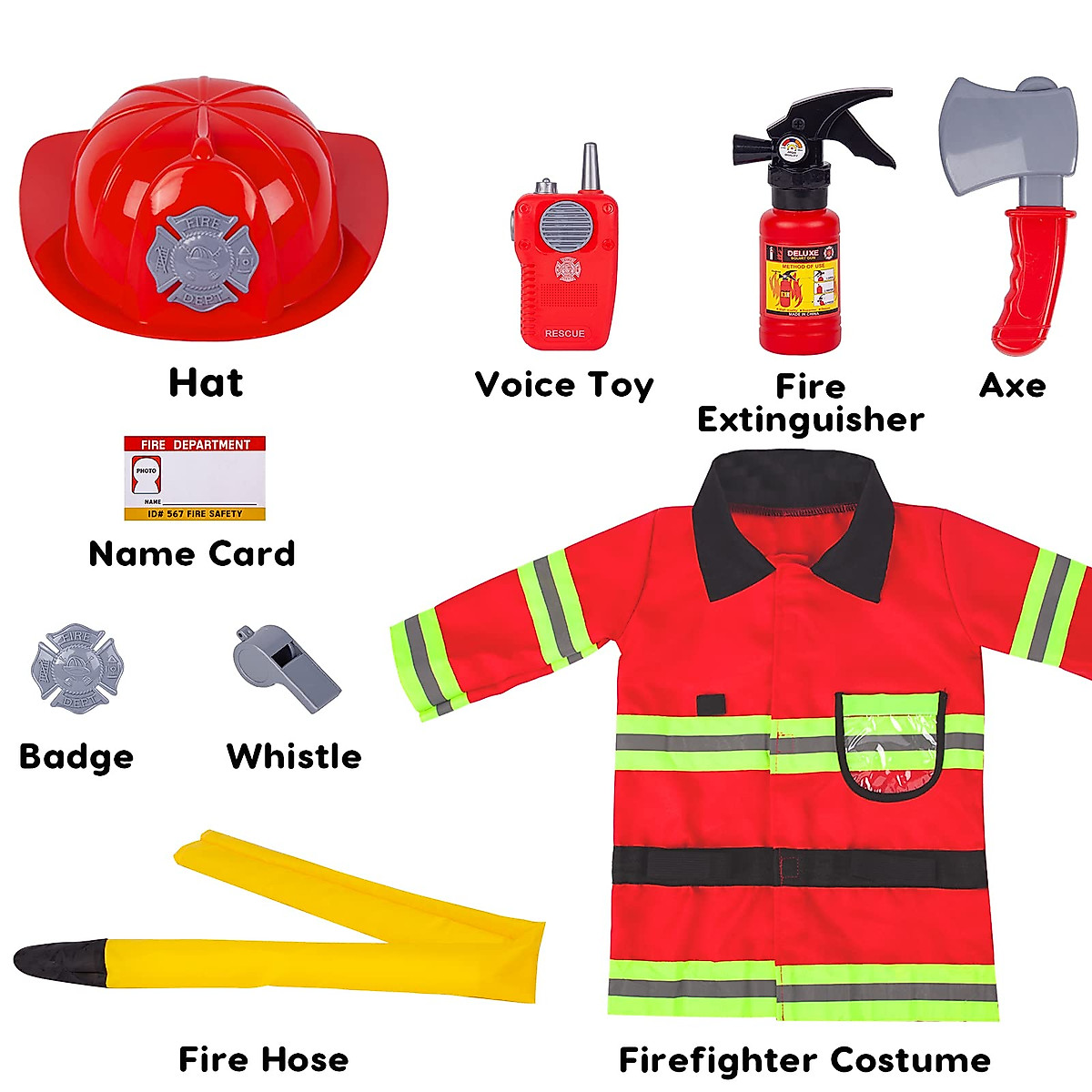 Liberry Fireman Costume for Kids 3 4 5 Years Old, Firefighter Tools with Fire Extinguisher, Pretend Play Toy Gift for Toddler Boys & Girls