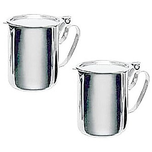 TWO COMMERCIAL STAINLESS STEEL CREAMERS - FLAT STACKABLE LID