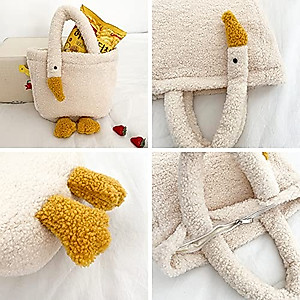 XACKWUERO Women Cute Plush Goose Bag Funny Novelty Goose Purse Tote Handbag Shoulder Shopper Bag (Portable)