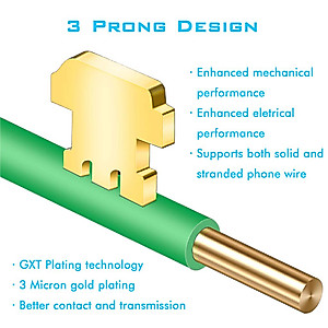 NECABLES 20Pack Telephone Modular Plug RJ11/RJ12 6P6C Connector for Phone Line Cord (Compatible with Both Solid and Stranded Wire)