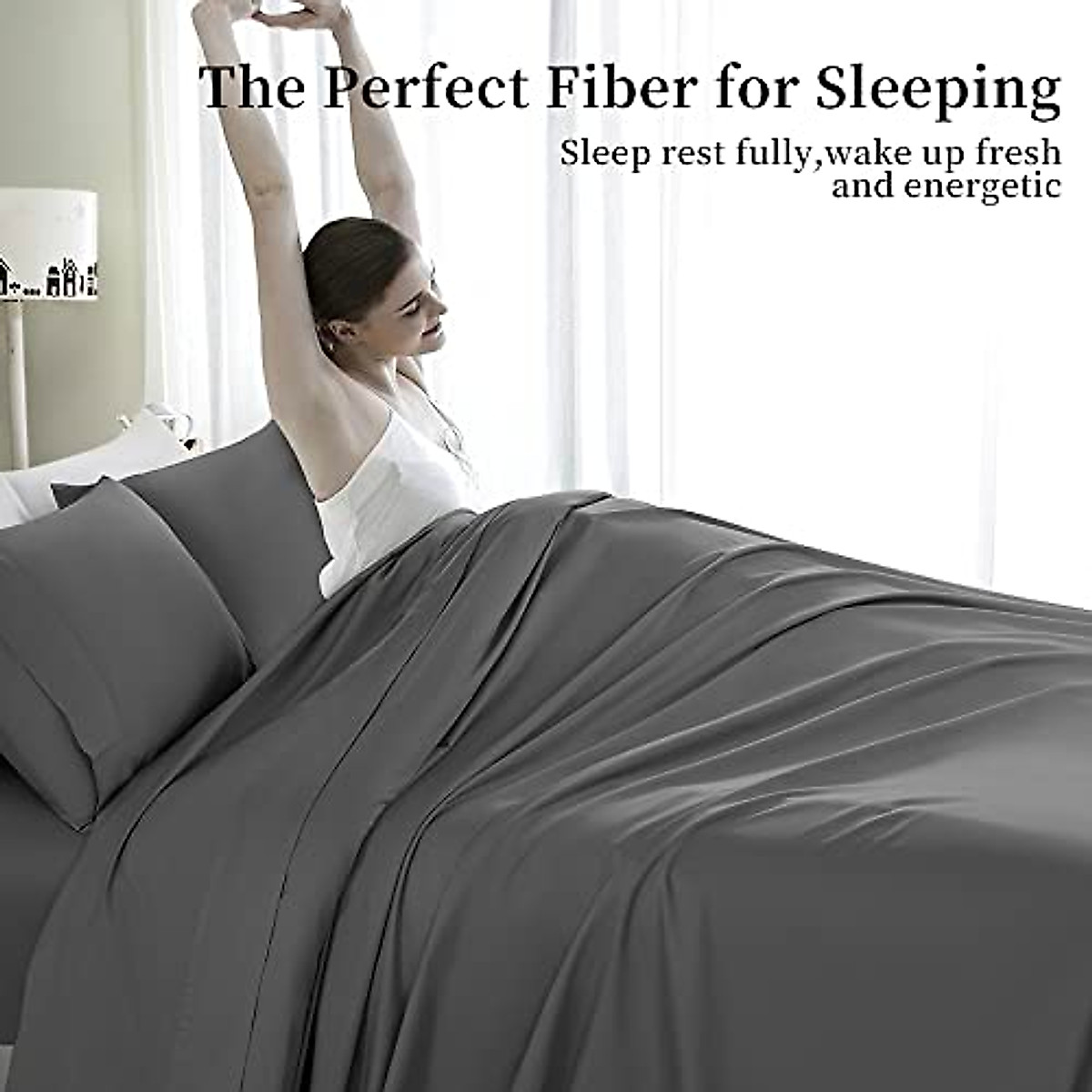 100% Egyptian Cotton Sheets Queen Size,1000 Thread Count Luxury Heavy Bed Sheets Set,Hotel Quality Sateen Weave,Very Smooth Soft with 18" Deep Pocket Sheets 4Pc Set (Charcoal Grey, Queen)