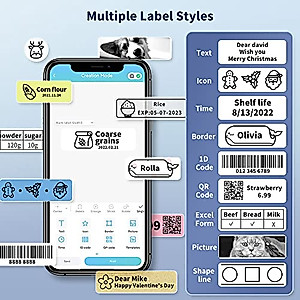 Mini Label Maker, Compatible with Phomemo D30 Label Maker Machine with 3 Tapes, Small Bluetooth Labelers Sticker Maker, Portable Wireless Label Printer Lots Fonts Available for Phone Office Home