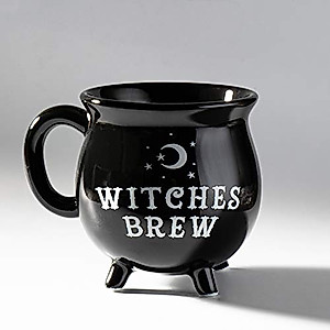 SUMMIT COLLECTION 12 fl oz Witch's Brew Cauldron Mug Ceramic Drinkware Halloween Decor Tabletop Decoration (Black)