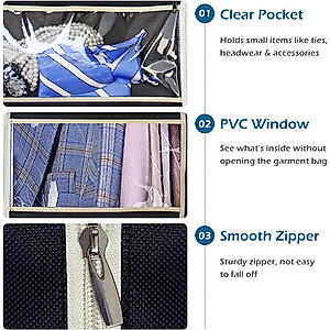 MISSLO Gusseted 60" Suit Dress Garment Bag with Clear Window Zipper Pocket Long Garment Cover (Black)