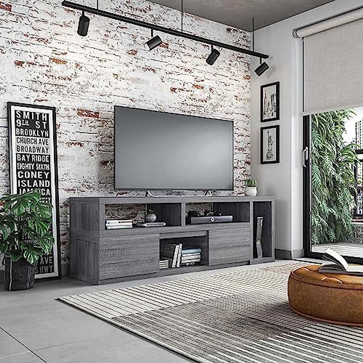 Adjustable TV Stand for 75 Inch TV, Modern TV Stand for Living Room with Storage, Expandable Base Entertainment Center Fits Screens up to 75" When TV is Measured Diagonally, Grey