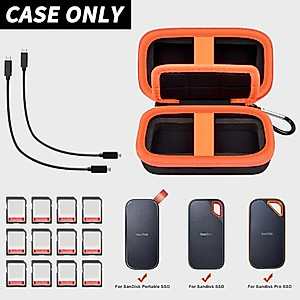 Case Compatible with SanDisk Extreme Pro/for SanDisk Portable SSD 1TB 2TB 4TB 500GB External Solid State Drive, Travel Storage Holder Bag for 2 SSD and Memory Card SD Card -Orange (Box Only)