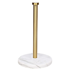 NearMoon Standing Paper Towel Holder, Kitchen Paper Towel Roll Holder- for Bathroom Kitchen Countertop, Standard or Jumbo-Sized Roll Holder (with Marble Base, Brushed Gold)