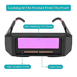 Solar Auto Darkening Welding Goggles, Welder Glasses, Safety Protective Welder Mask Helmet with Adjustable Shade, Eyes Goggles Mask Anti-Flog Anti-glare Goggles-Black
