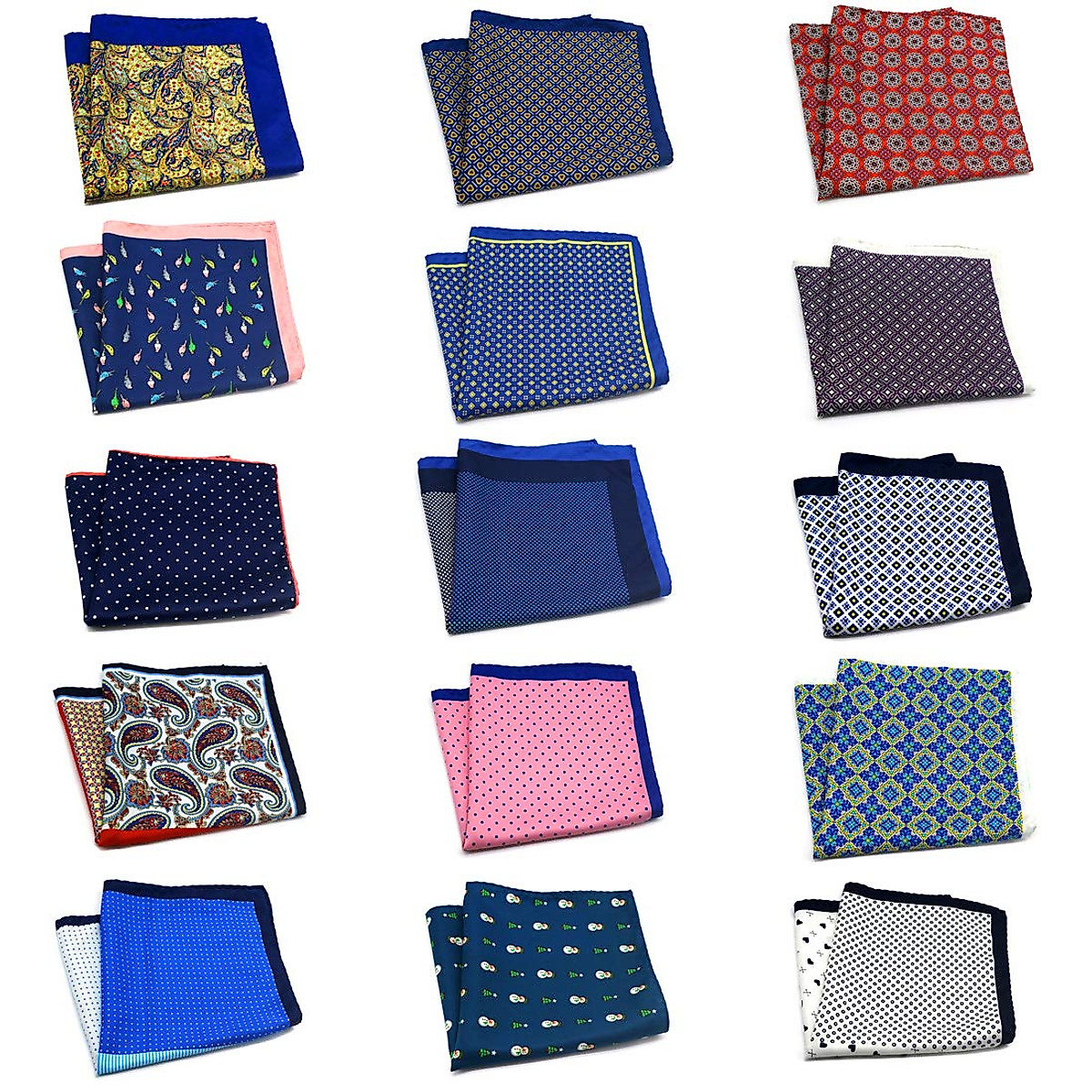 GOADAFOO 15Packs Men's Pocket Squares 12.5In Large Silky Floral Pocket Square For Men Handkerchiefs Set Assorted Boxed