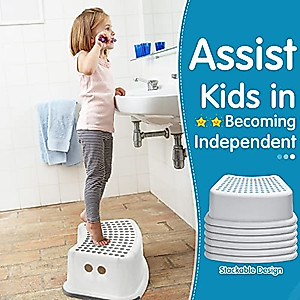 6 Pack Step Stool for Kids Toddler Step Stool Kids for Bathroom Sink Toilet Stools for Potty Training, Bathroom, Kitchen, Bedroom, Toy Room and Living Room Step Stool with Non Slip Base