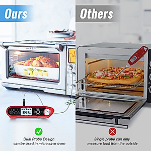 Meat Thermometer, DecorStar Dual Probe Food Thermometer with Backlight & Calibration, Digital Instant Read Meat Thermometer for Kitchen, Food Cooking, BBQ, Milk, Coffee, and Oil Deep Frying (Red)