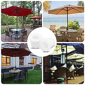 2Pcs Patio Table Umbrella Hole Ring Plug, Pool Umbrella Sleeve Stabilizer Cone Wedge, Silicone Umbrella Table Ring Hole Insert for 2-2.5 Inch Table Hole or 1.5 Inch Pool Umbrella Adapter (White)