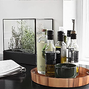 Round Wooden Serving Tray with Handles, 15¾" Large Diameter Wood Serving Trays for Ottoman, Rustic Acacia Circle Tray for Eating, Entertaining, Decorating and Organizing