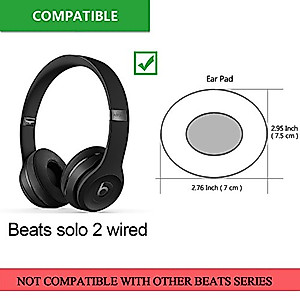 Solo 2 Wired Replacement Earpads - JARMOR Protein Leather & Memory Foam Ear Cushion Pads for Beats Solo2 Wired On-Ear Headphones by Dr. Dre ONLY (NOT FIT Solo 2.0/3.0 Wireless) - Black