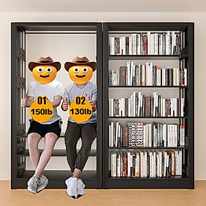 ZONLESON 69" Tall Bookshelf,5-Tier Bookcase with Adjustable Storage Shelves,Floor Standing Unit,Black Metal Bookcase for Home Office, Living Room, Bed Room, Library,Black Shelves (Black)