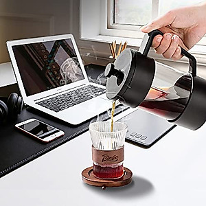 LVVMET French Press Coffee Maker 12oz/350mL, 304 Stainless Steel Filters and Thicken Borosilicate Glass, Black