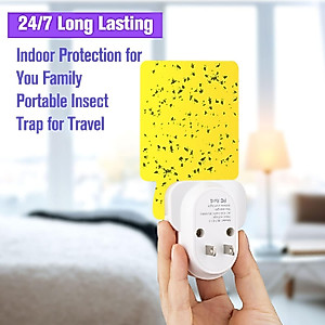 2 Pack Fly Trap Indoor, Gnat Traps for House Indoor, Electronic Flying Insect Traps Plug in, Bug Catcher, Fruit Flies, Gnats, Moths Killer for Safer Home with Night 10 Glue CardsST07