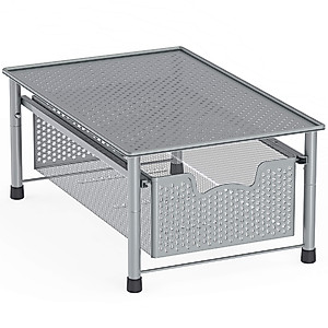 Simple Houseware Stackable Cabinet Basket Drawer Organizer, Silver