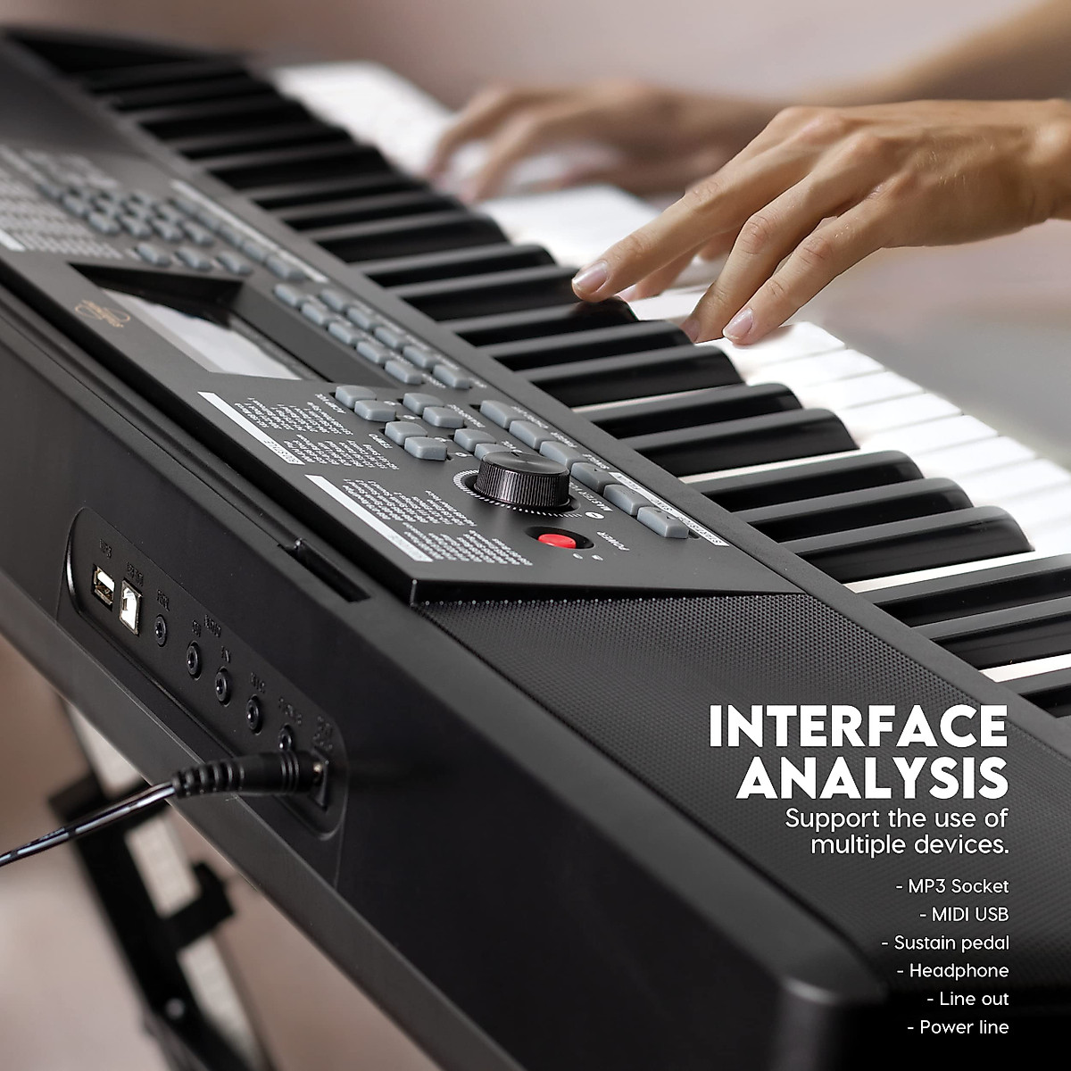 Starument 61 Key Premium Electric Keyboard Piano for Beginners with Stand, Built-in Dual Speakers, Microphone, Headphone, Bench & Display Panel