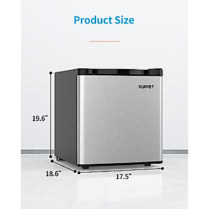 KUPPET Compact Upright Freezer, Single Door, Reversible Stainless Steel Door, Adjustable Removable (Silver, 1.1 Cu. Ft.)