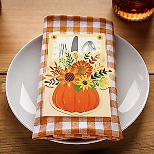 Thanksgiving Cutlery Holder Set Thanksgiving Turkey Utensil Silverware Holder Fall Autumn Party Table Decoration 24 Pcs