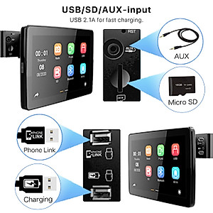 9" Single Din Car Stereo with Apple CarPlay, aboutBit Adjustable Multimedia Receiver with PhoneLink/Bluetooth/MIC/Dual USB/AM&FM Radio/USB & SD/Backup Camera/Steering Wheel Control