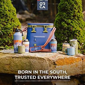 ORCA Hydra 66 oz Insulated Stainless Steel Half Gallon Water Bottle with Handle | Dishwasher Safe Thermos, Powder Coat Finish with No Sweat Body, Makes a Great Gift — Lake Side Navy Blue Print