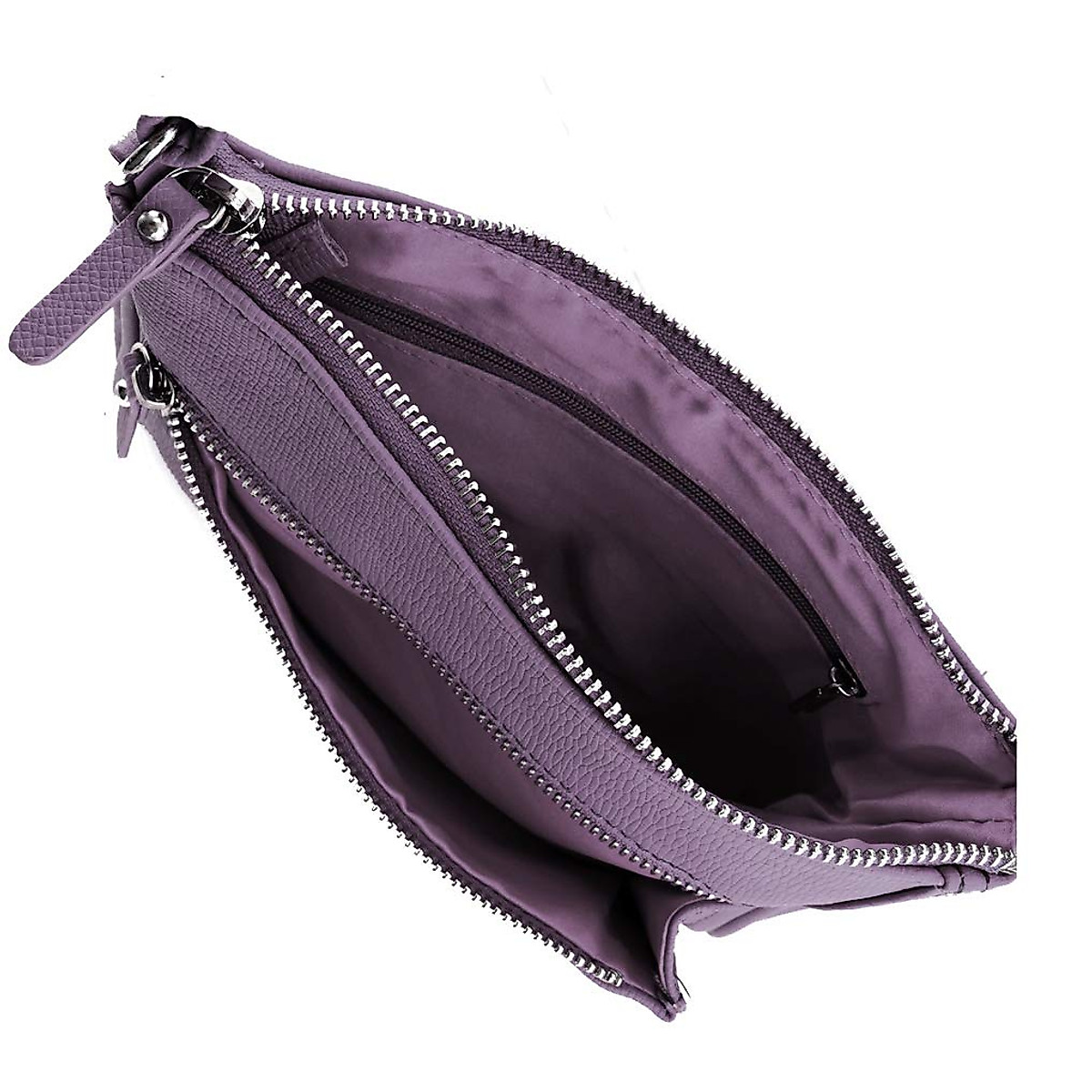Silver Fever® Leather Travel Cross Body Handbag (Purple Debossed)
