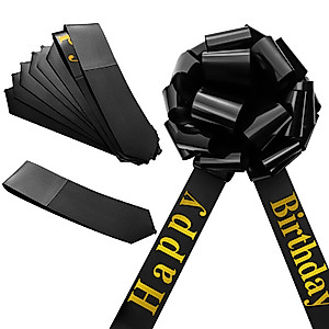 Happy Birthday Car Bow Big Car Ribbon Bow Large Gift Wrapping Bow Giant Bow for Car Decorative Huge Pull Bow for Christmas Party Birthday Car Decoration (Black,20 Inches)