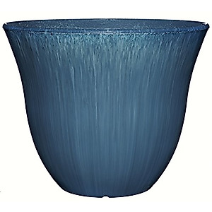 Classic Home and Garden Honeysuckle Resin Flower Pot Planter, Ocean Blue, 15"