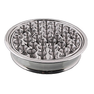 Mayur Exports Communion Ware Holy Wine Serving Tray with A Lid & A Stacking Bread Plate with A Lid + 40 Cups - Stainless Steel (Mirror/Silver)