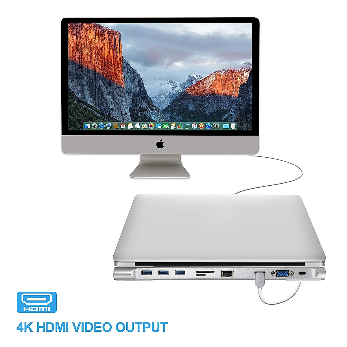 ADLOKO 10 in 1 USB C Hub, 4K HDMI, VGA, SD/TF Card Reader, RJ45 Ethernet, 3X USB3.0 Ports, 3.5mm Audio USB C Multiport Adapter