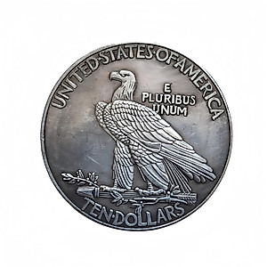 Antique Liberty Indian Head $10 Dollar Coin, Uncirculated Morgan Silver Dollar, Historical Shangui Ritual Coin, Rare Old Coins for Collectors & American Coin Collection (1907 2PCS)