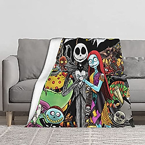 Assrutw Before Christmas Halloween Blanket Super Soft Cozy Flannel Throw Blanket for Couch Bed All Seasons Gifts for Kids Adults 50"x40"