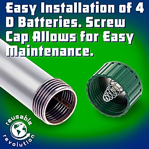 4 Pack Sonic Mole Chaser - Battery Operated Pest Repeller Stake, Scares Away Moles, Voles, Gophers and Rats by GreenLighting (Metal & Green)