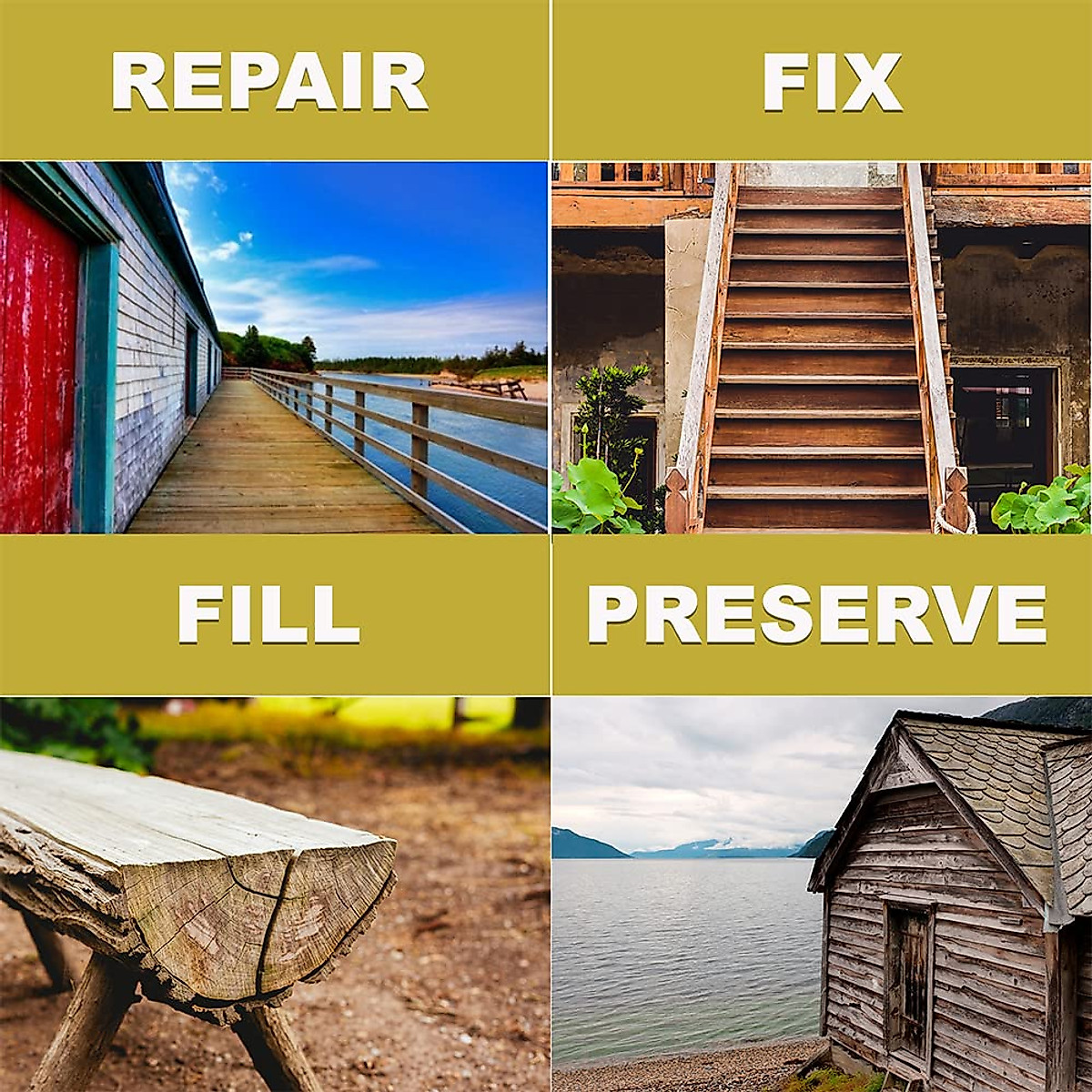 PC Products PC-Woody Wood Repair Epoxy Paste, Two-Part 24 oz in Two Cans, Tan 44330