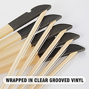 Solid Natural Wooden Coat Hangers, 20 Pack Heavy Duty Smooth Finish Suit Hangers with Non-Slip Pant Bar, Precisely Cut Notches & Chrome Swivel Hook for Closet, Wardrobe