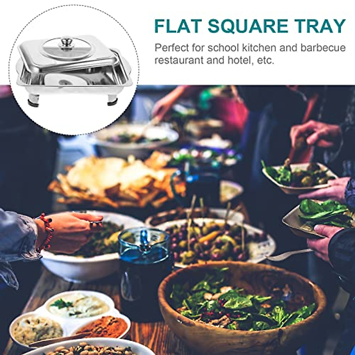Healeved Snack Tray Chafing Dish Stainless Steel Buffet Chafer Tray Rectangular Buffet Stove Chaffing Servers Food Warmers for Parties Buffets Catering Chafing Dish Buffet Set