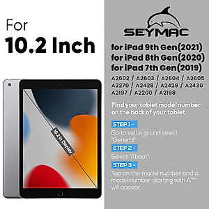 SEYMAC Case for iPad 9th/8th/7th Generation Case 10.2" 2021-2019, Full-Body Shockproof Heavy Duty Protective Case with Screen Protector, 360° Rotating Stand/Handle/Shoulder Strap for iPad 10.2, Black