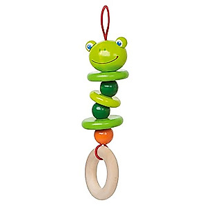 HABA Color Fun Play Gym - Wooden Activity Center with Adjustable Height, Sliding Discs and Dangling Frog