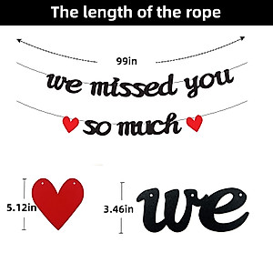 Welcome Home Decorations Banner We Missed You So Much Banner for Home Party Sign Decorations Family Theme Party Supplies (Black)