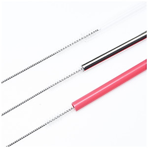 Straw Cleaner Brush, Extra Long Nylon Bristles and Stainless Steel Handle Cleaning Brushes for Washing Glass Silicone Metal Straws Tea Pot Spout Bottle (Only 2 pcs, 7.87inch X 5/16inch)