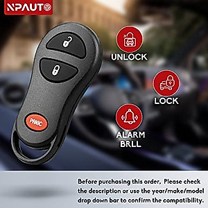 NPAUTO Key Fob Replacement Fits for Dodge Ram 1500 2500 3500 2002-2005, Dakota 2001-2004, Durango 2001-2003, Grand Caravan/Chrysler/Plymouth Prowler - Keyless Entry Remote Control, GQ43VT17T, 04686481