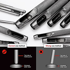 15 Pcs Leather Hole Punch,Hole Punch Set for Leather Craft,Round Steel Leather Craft Hollow Hole Punch,Hole Punch Tools for Watch Bands,Leather,Belts,Canvas,Paper (1mm to 11mm)