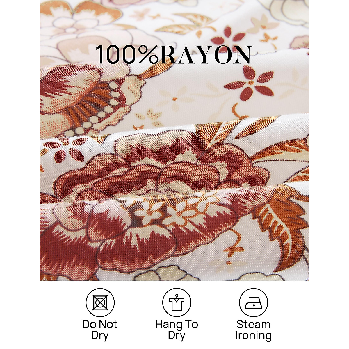 ZESICA Women's 2025 Summer Bohemian Floral Printed Elastic Waist A Line Maxi Skirt with Pockets,Floral White,Medium