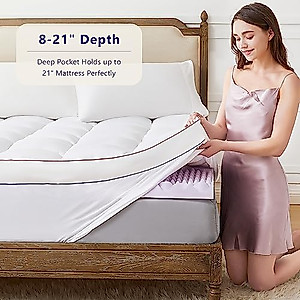 Homemate Memory Foam Mattress Topper Queen, Dual Layer 4 Inch Cooling Mattress Topper, 2 Inch Memory Foam Plus 2 Inch 1800TC Mattress Pad Comfort Support, Pillow Top with 8-21 Inch Deep Pocket, White